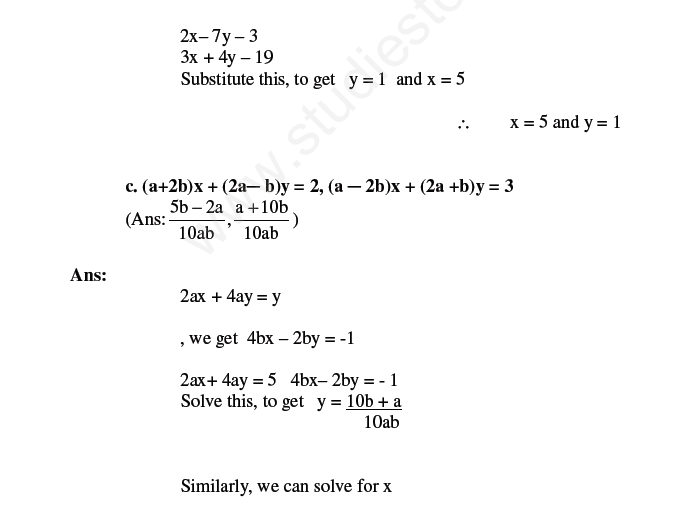 CBSE Class 10 Mathematics Linear Equations Assignment Set D